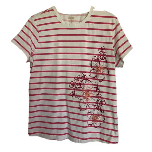 Northcrest | Tops | Northcrest Stripe Screenprint Tshirt | Poshmark